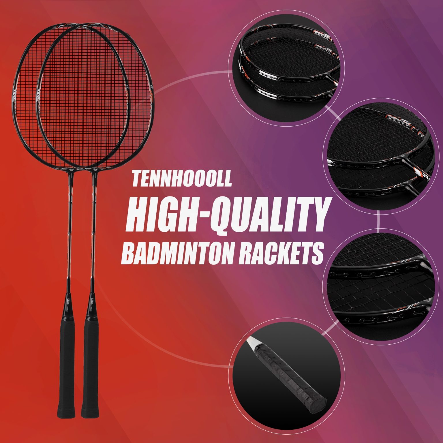 Professional design badminton rackets for outdoors